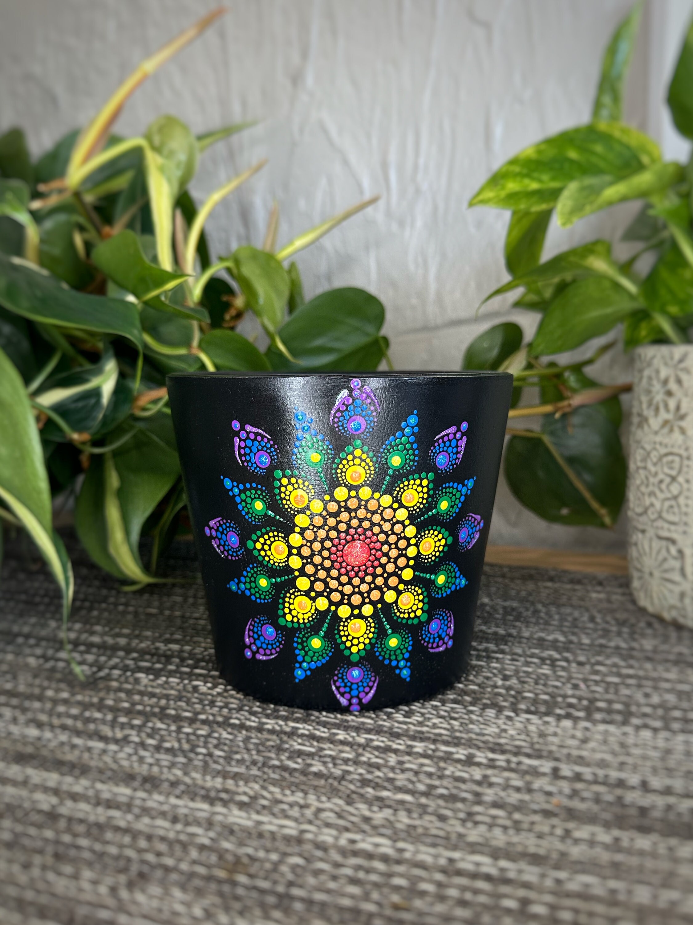 Hand Painted Mandala Plant Pot 4.7 Inch - Etsy