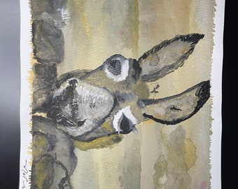 Donkey Watercolor Painting Art Animal Illustration Home - Etsy