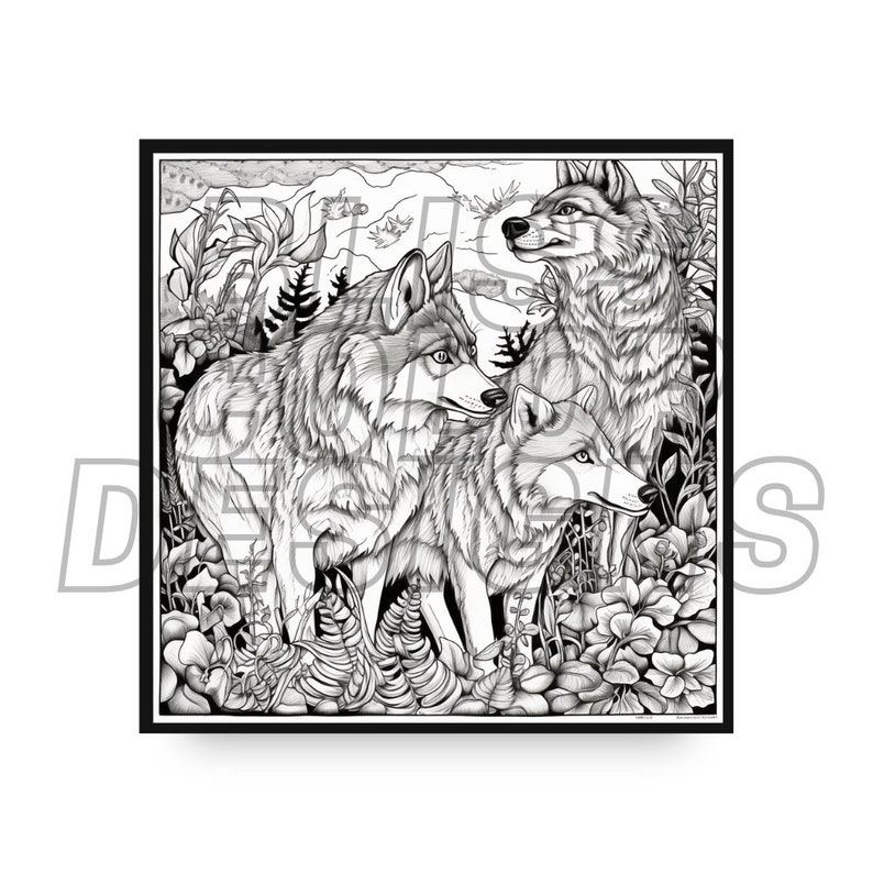 10 Wolf Pack Coloring Pages Digital PDF/PNG - Etsy