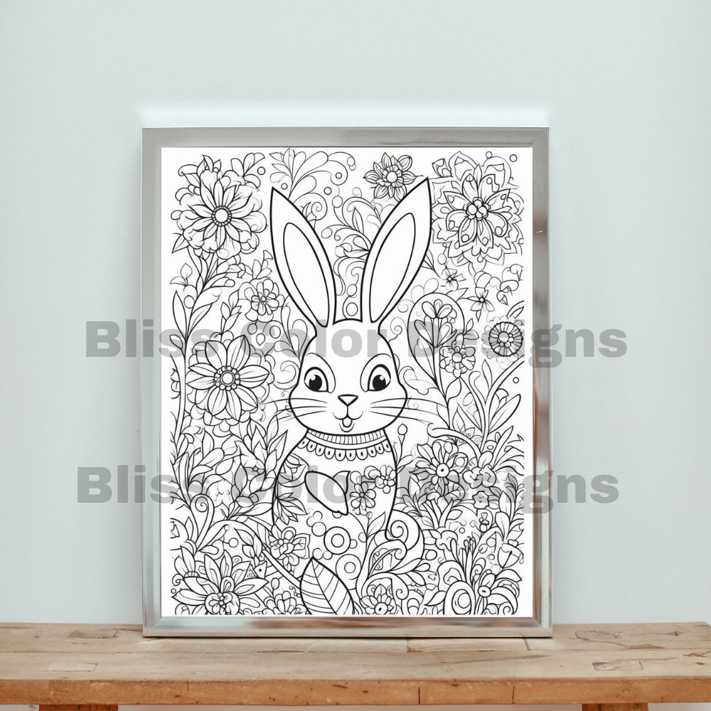 20 Adult Bunny Coloring Pages Digital PDF/PNG - Etsy
