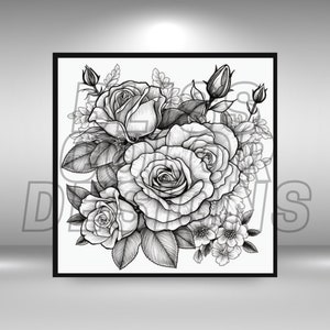 10 Simple Realistic Rose Coloring Pages Digital PDF/PNG - Etsy