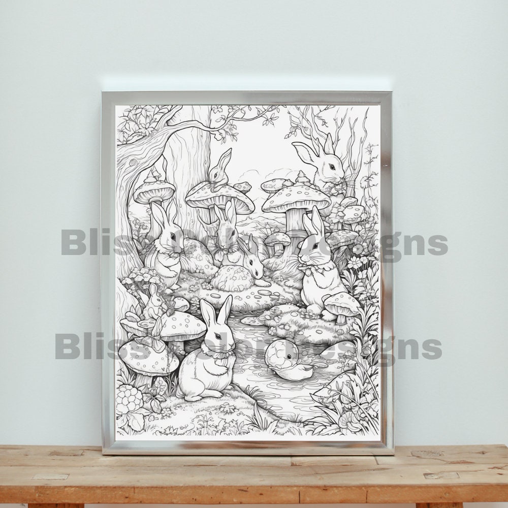 20 Fairytale Bunnys Coloring Pages Digital PDF/PNG - Etsy