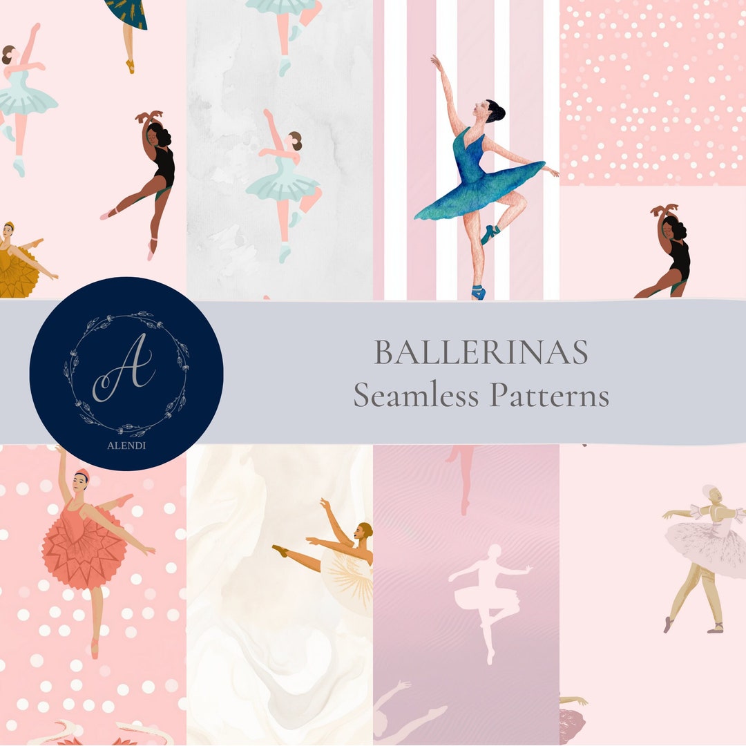 Ballerinas Ballet Dancers Seamless Pattern Digital Print Background ...