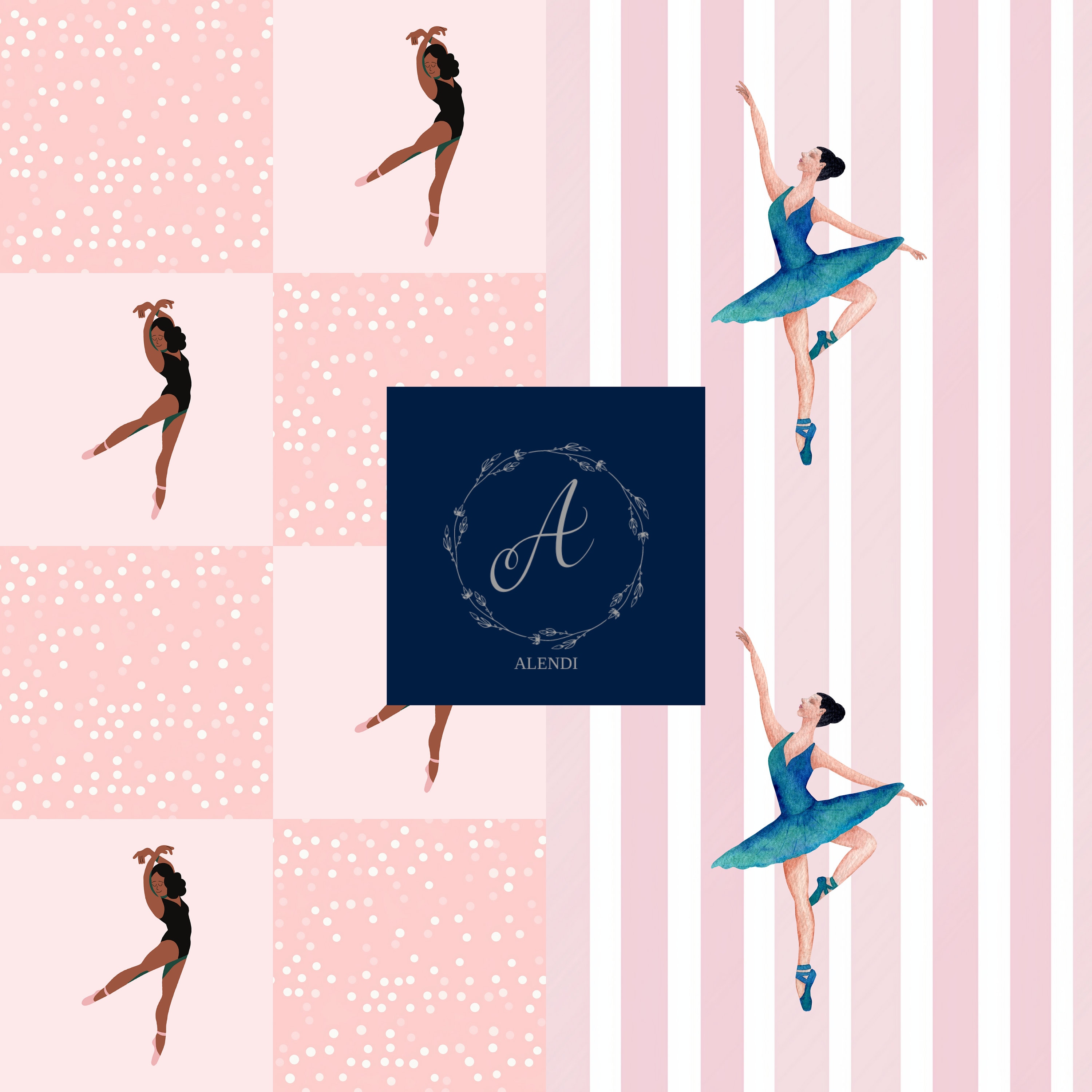 Ballerinas Ballet Dancers Seamless Pattern Digital Print Background ...