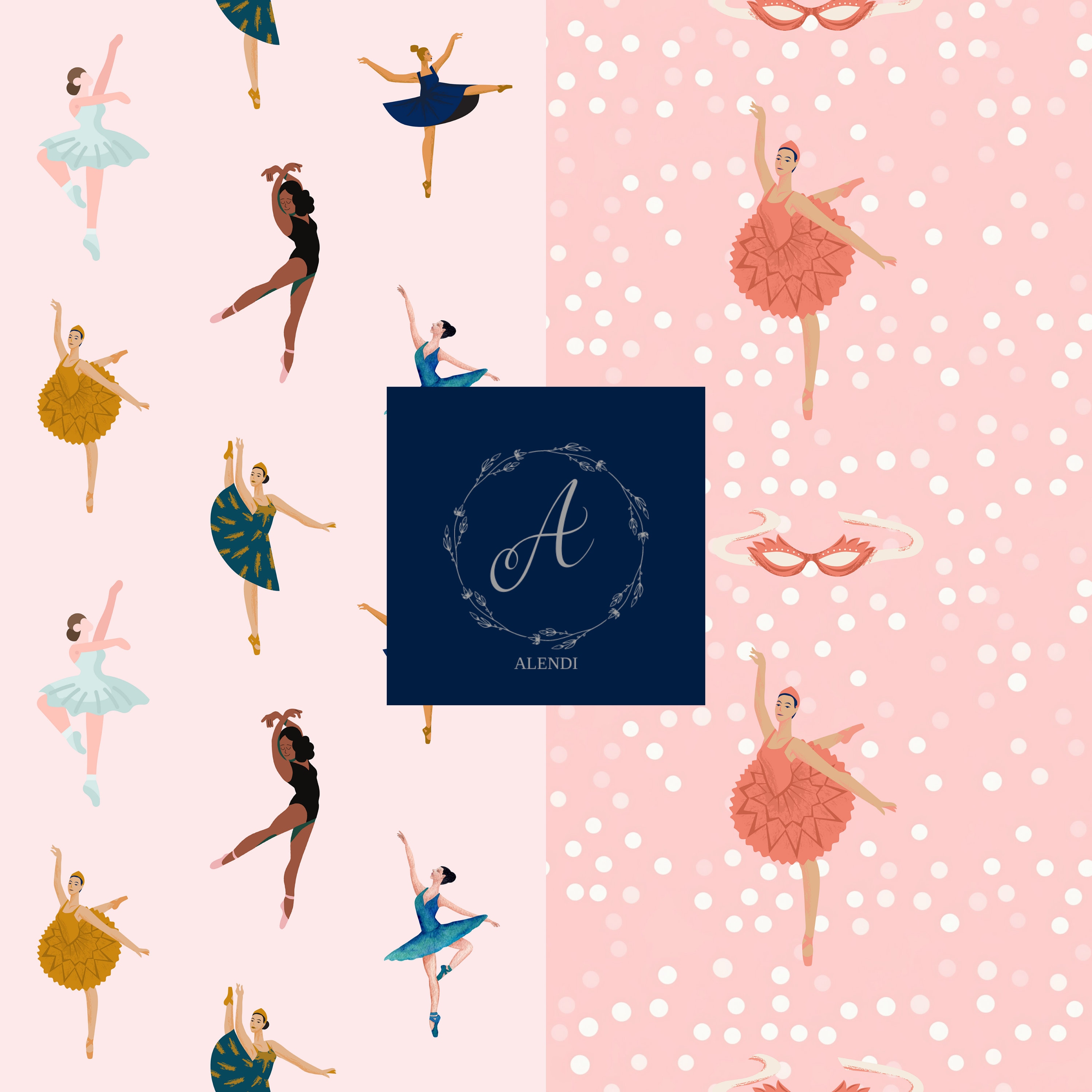 Ballerinas Ballet Dancers Seamless Pattern Digital Print Background ...