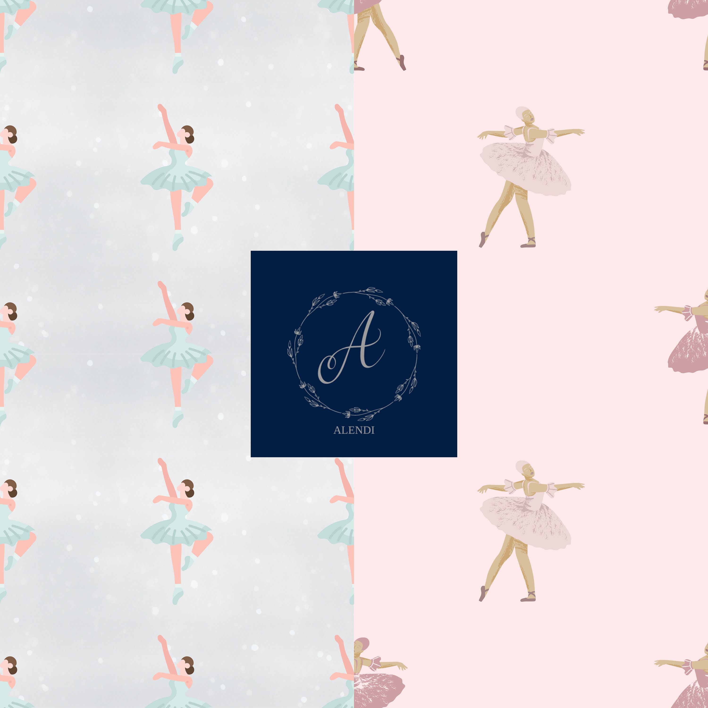 Ballerinas Ballet Dancers Seamless Pattern Digital Print Background ...