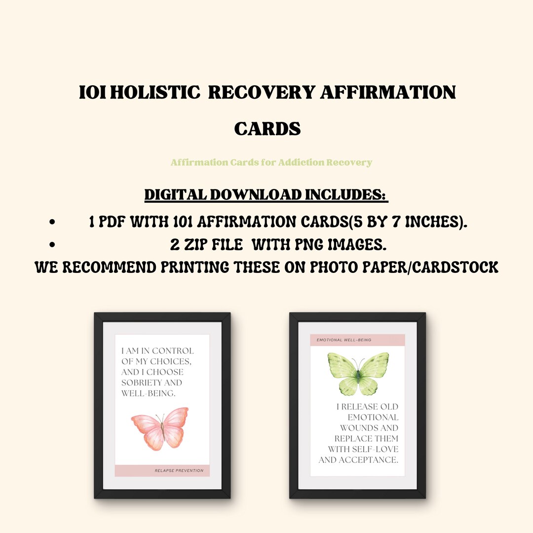 101 Addiction Recovery Affirmation Cards, Positive Affirmation ...