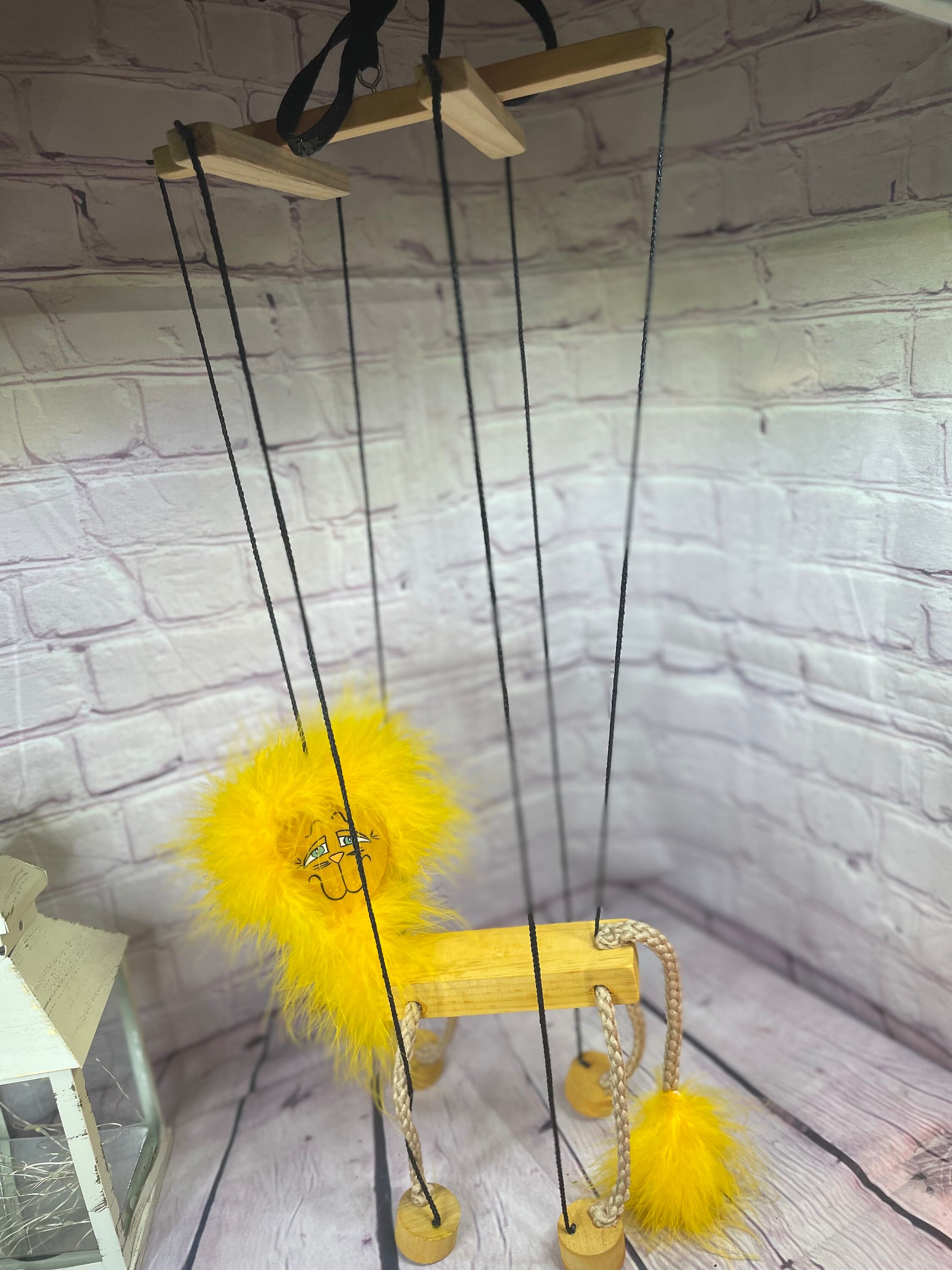 Vintage Wooden Lion Puppet With Wire Handcrafted Animal Puppet Retro ...