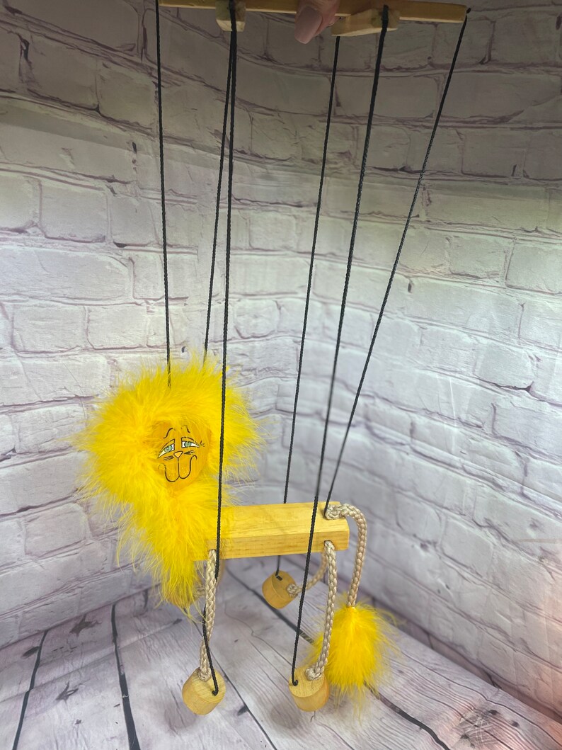 Vintage Wooden Lion Puppet With Wire Handcrafted Animal Puppet Retro ...