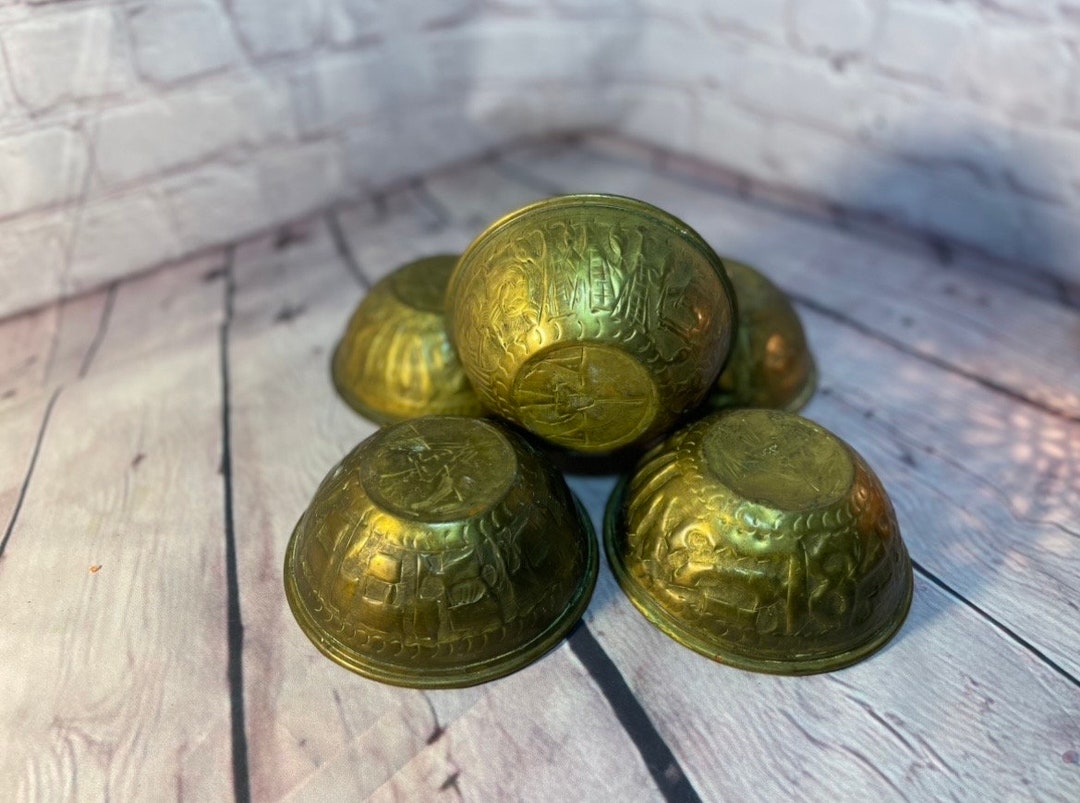 Islamic Charity Bowls Set of 5 | Embossed Brass | Handcrafted Muslim ...