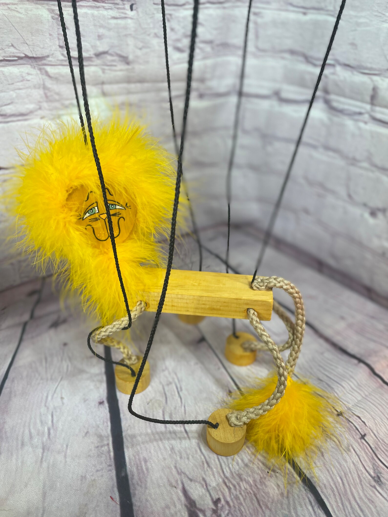 Vintage Wooden Lion Puppet With Wire Handcrafted Animal Puppet Retro ...