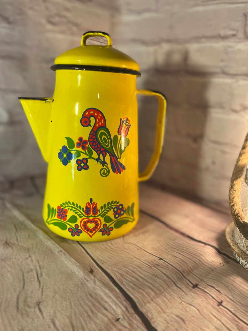 1970s Mexican Yellow Enamel Coffee Percolator - Etsy