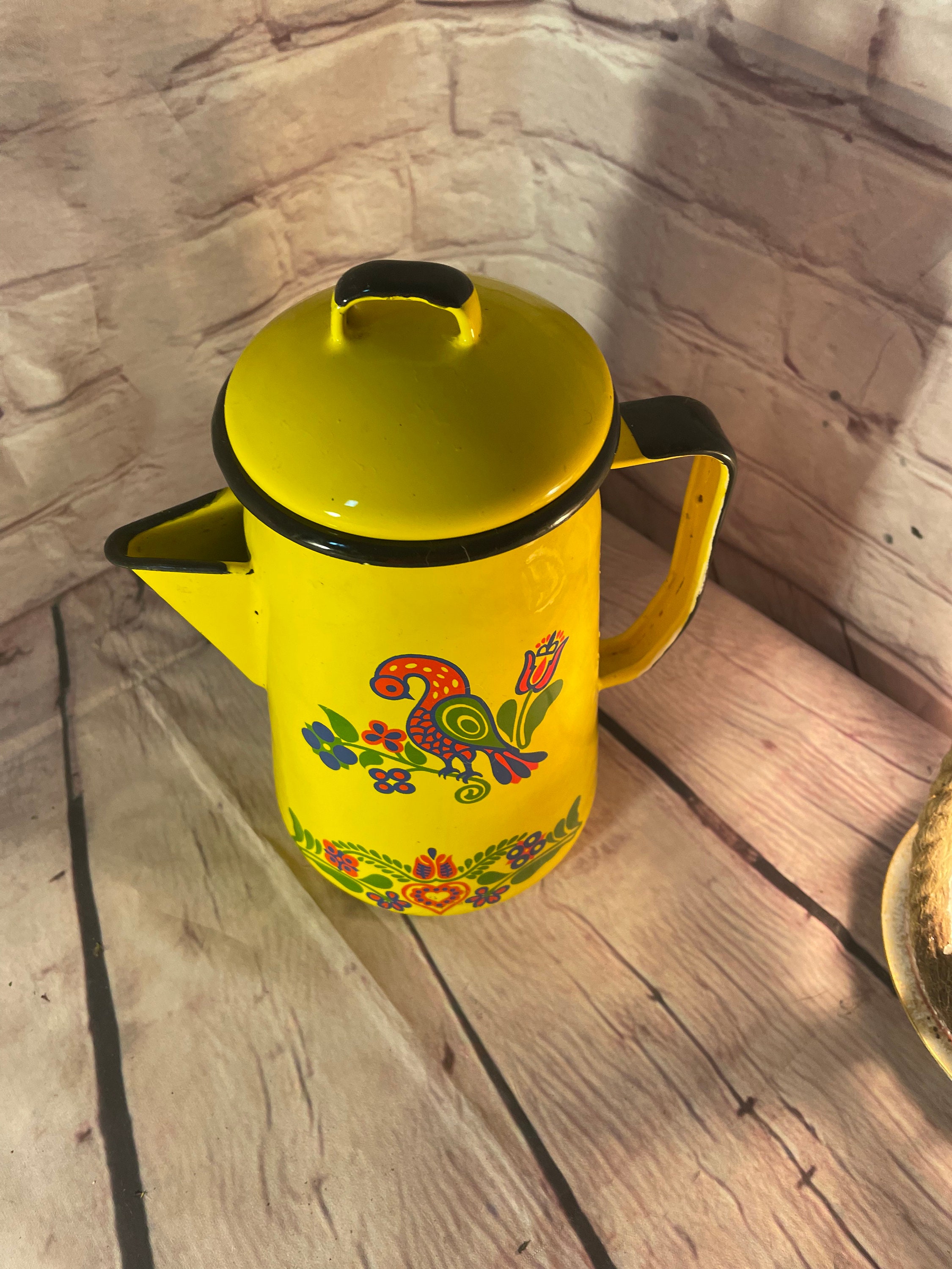 1970s Mexican Yellow Enamel Coffee Percolator - Etsy