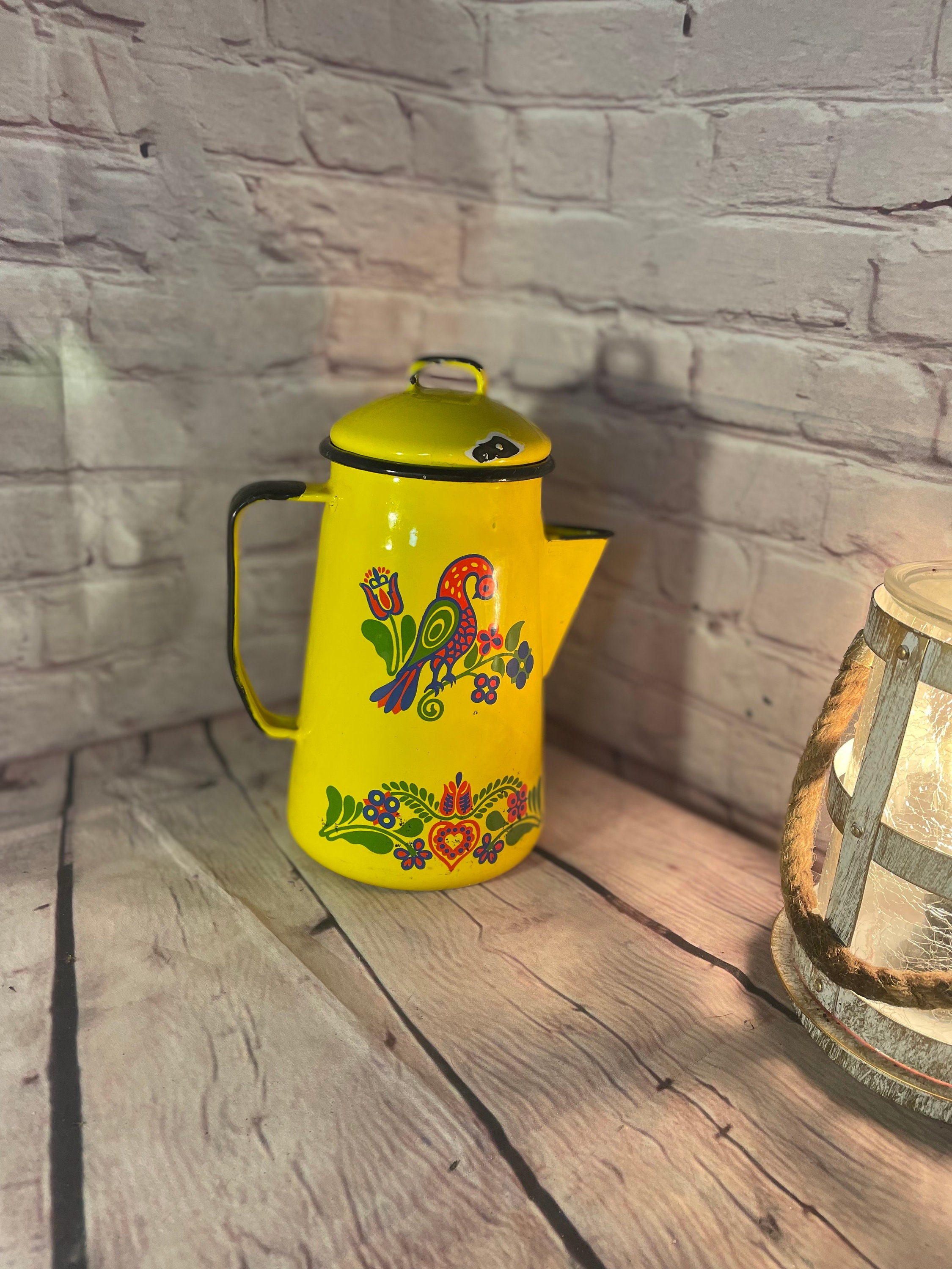 1970s Mexican Yellow Enamel Coffee Percolator - Etsy