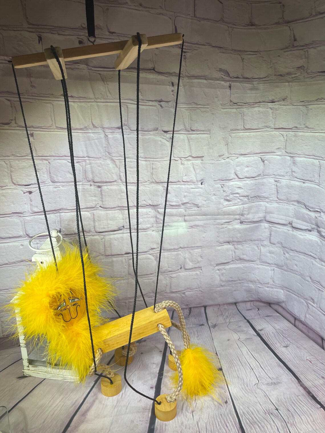 Vintage Wooden Lion Puppet With Wire Handcrafted Animal Puppet Retro ...