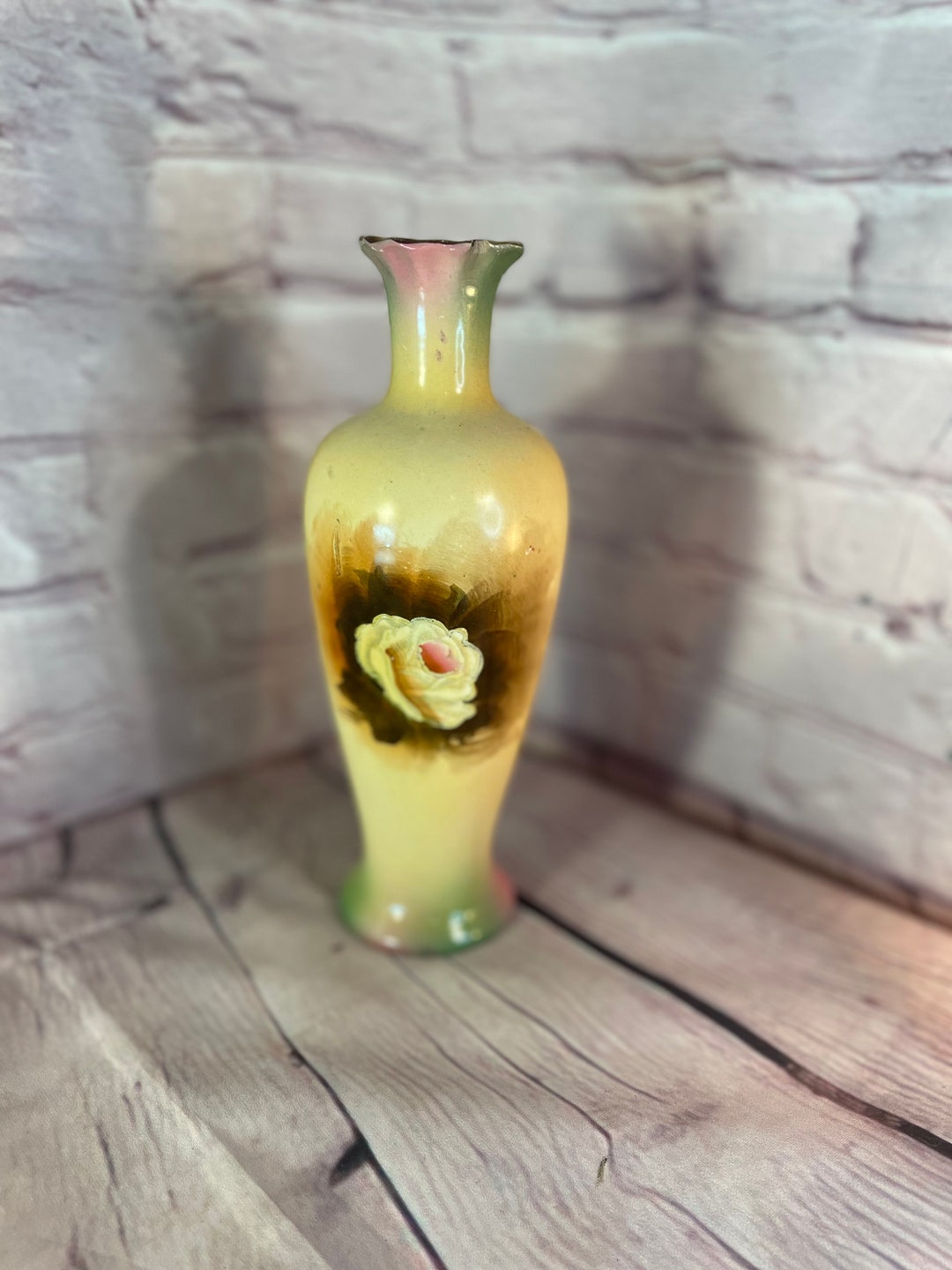 Antique Victorian Vase, Hand Painted Porcelain Vase With Roses. - Etsy