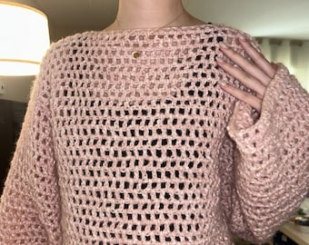 Crochet Colorful Mesh Pullover - Etsy