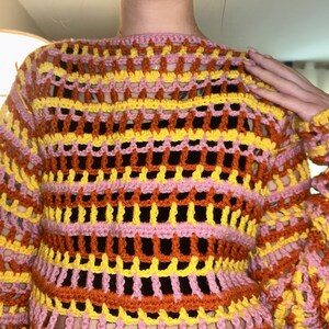 Crochet Colorful Mesh Pullover - Etsy