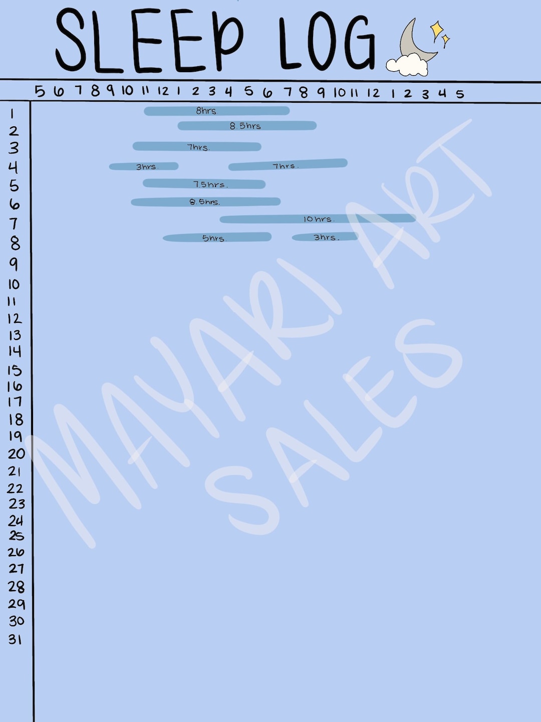 Digital Sleep Log Template - Etsy
