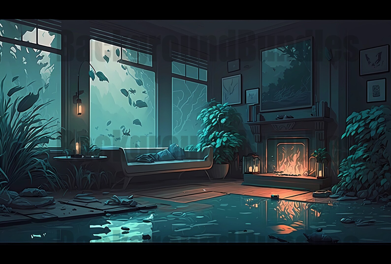 8x Vtuber Backgrounds for Streaming, Fire and Water, Vtuber Background ...