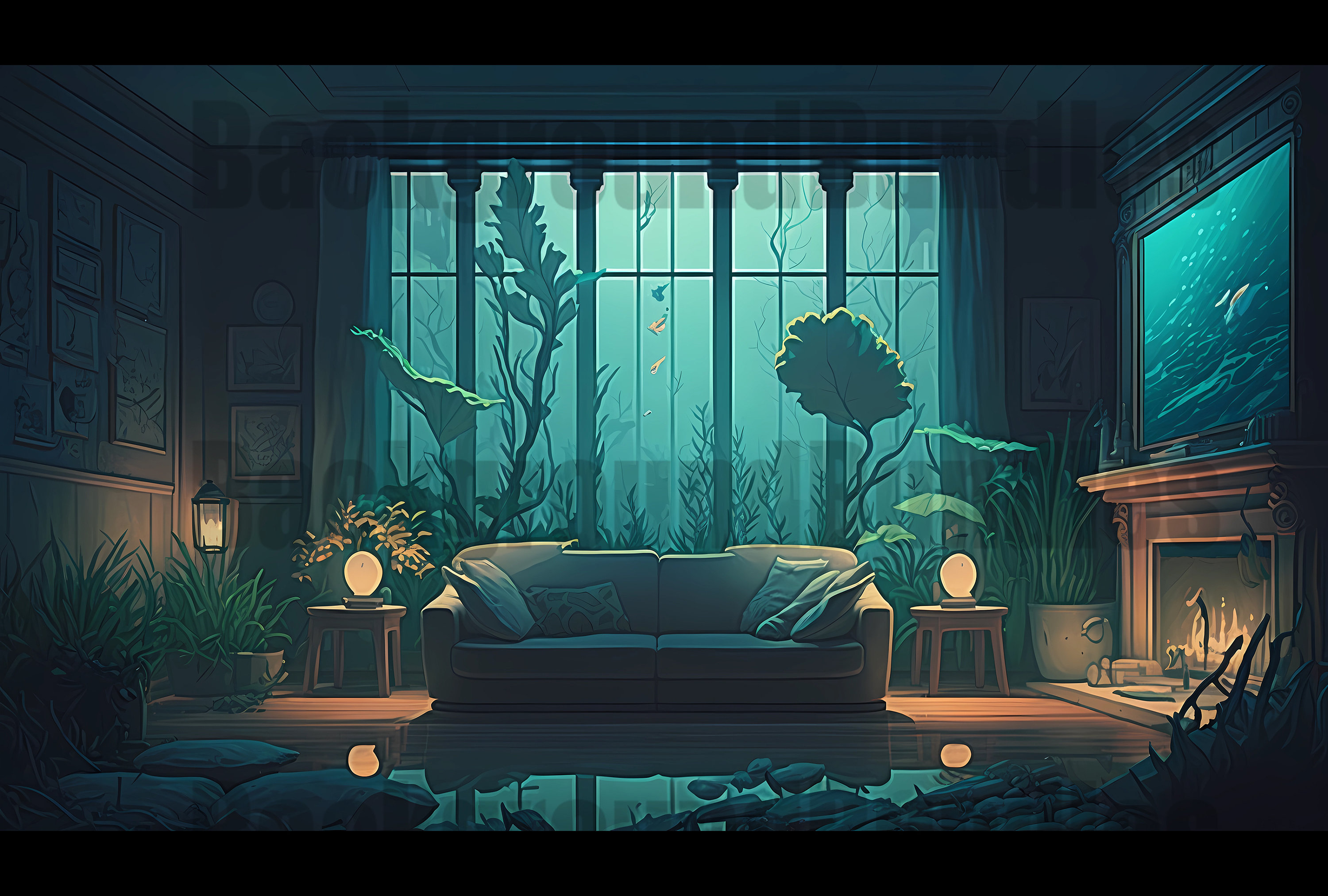 8x Vtuber Backgrounds for Streaming, Fire and Water, Vtuber Background ...