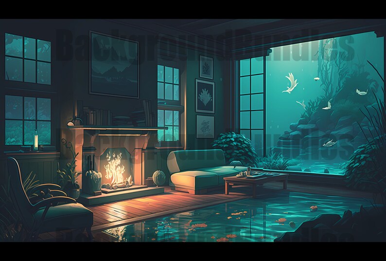 8x Vtuber Backgrounds for Streaming, Fire and Water, Vtuber Background ...