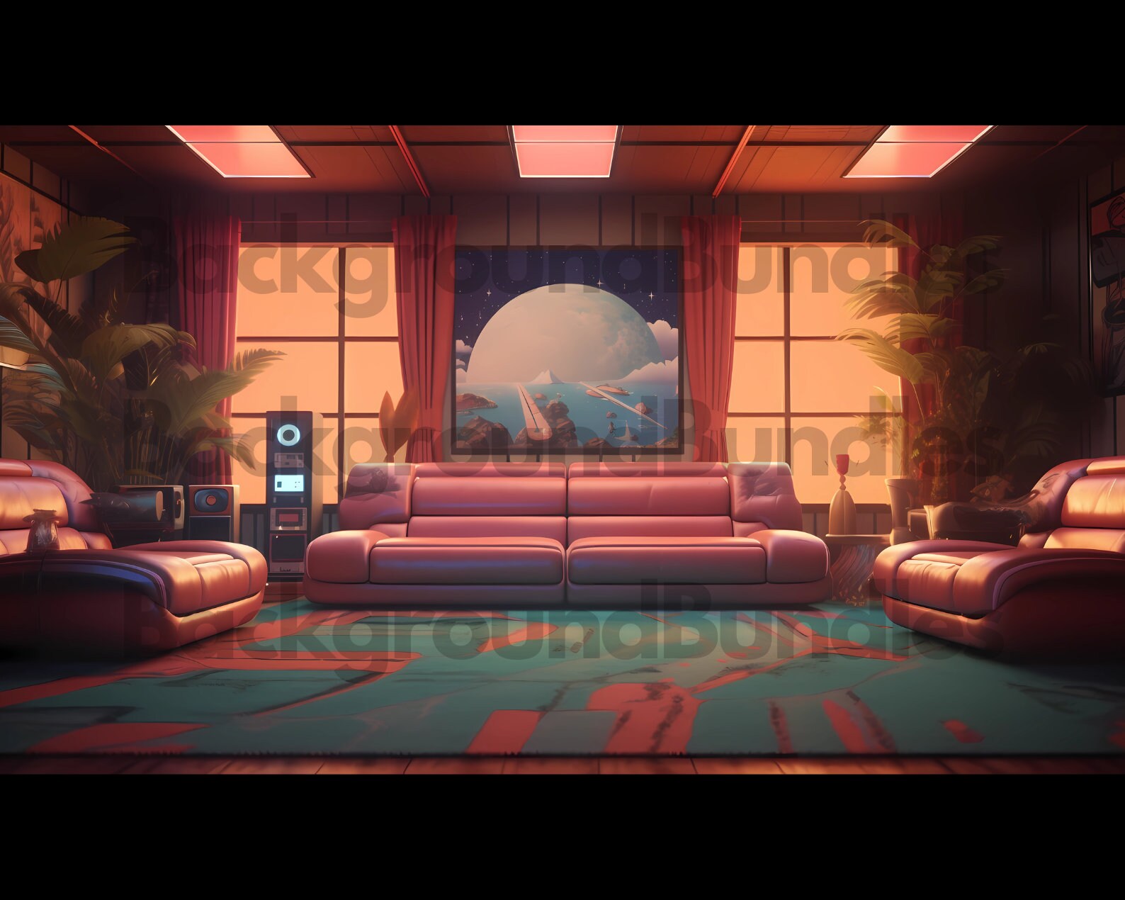 9x Vtuber Backgrounds for Streaming, Retro Living Room, Vtuber ...