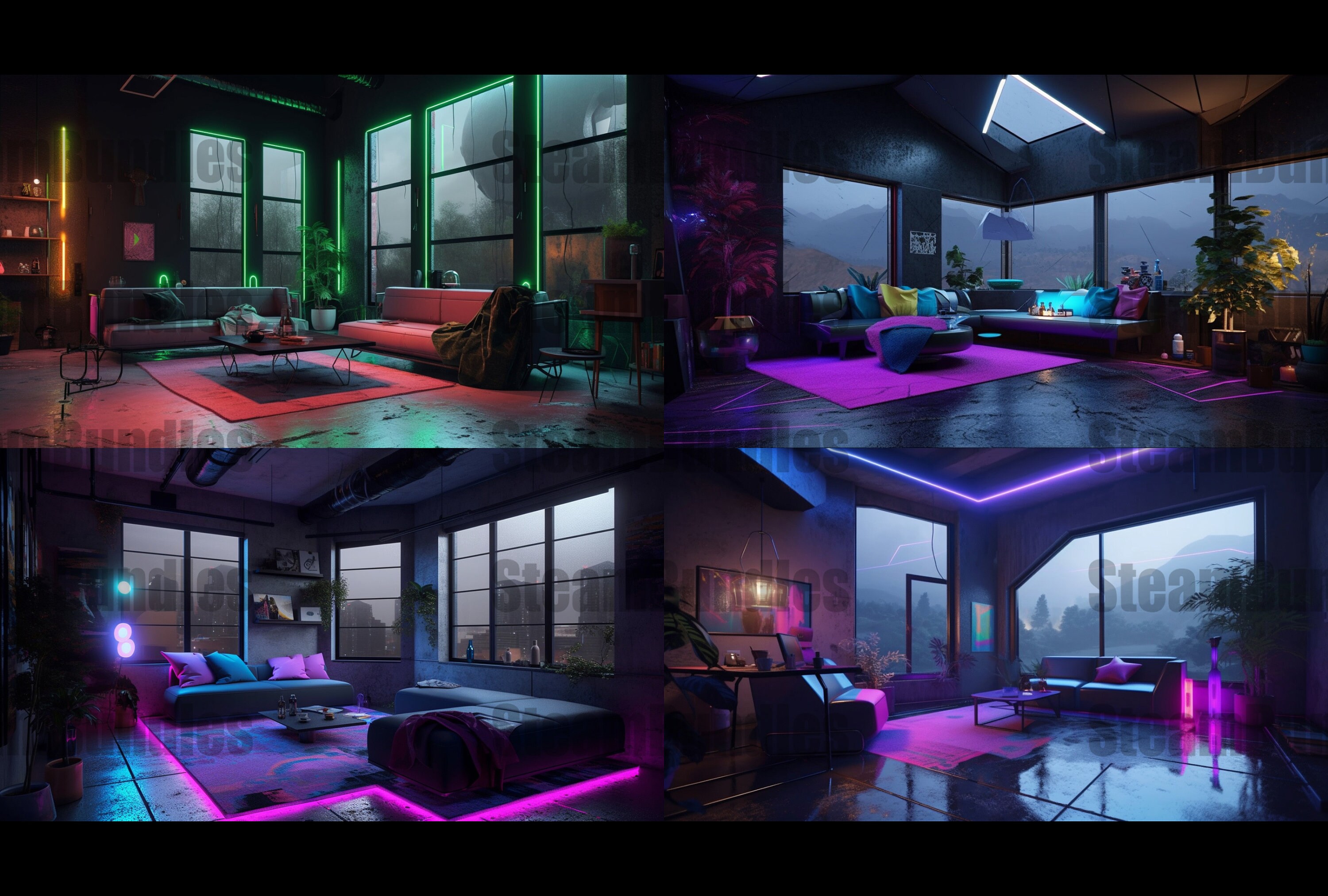 12x Vtuber Backgrounds for Streaming, Cyberpunk Lounge, Vtuber ...