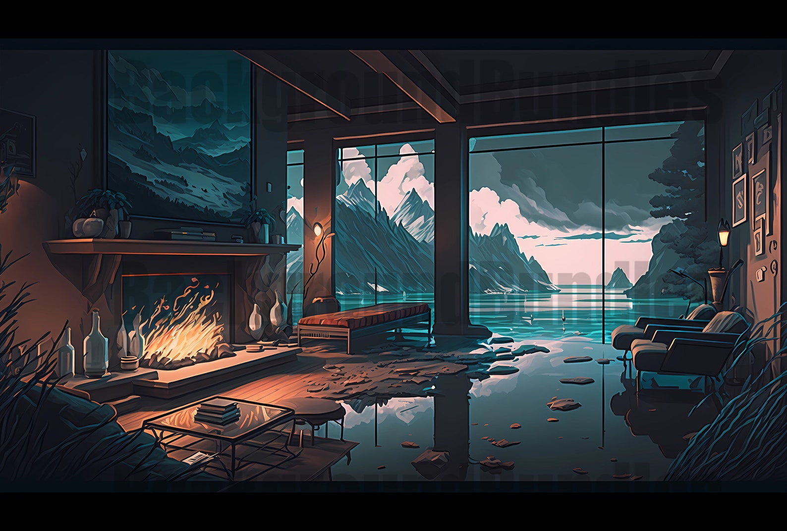 8x Vtuber Backgrounds for Streaming, Fire and Water, Vtuber Background ...