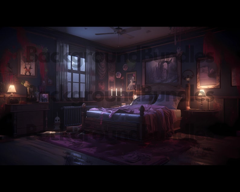 8x Vtuber Backgrounds for Streaming, Gothic Bedrooms, Vtuber Background ...