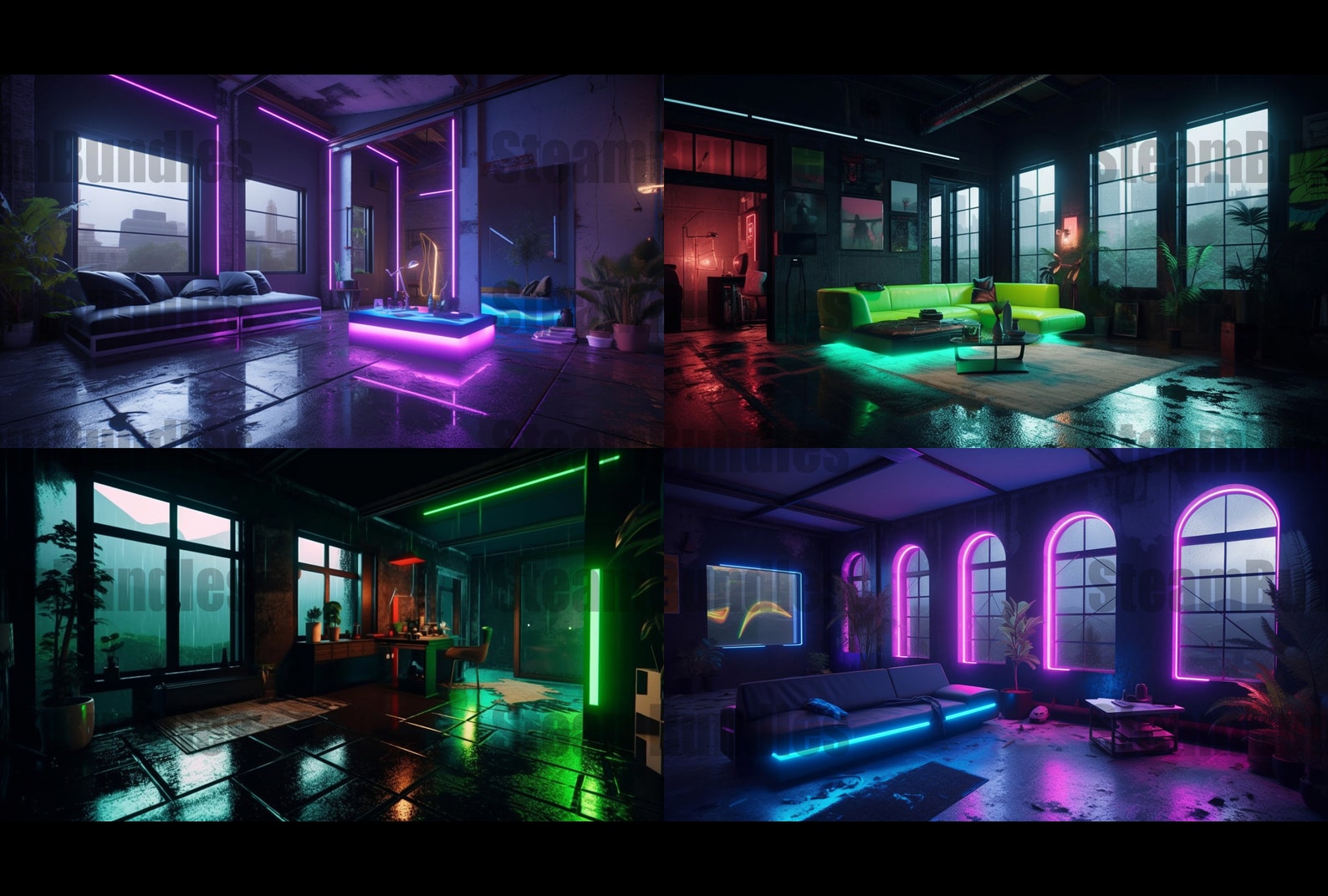 12x Vtuber Backgrounds for Streaming, Cyberpunk Lounge, Vtuber ...