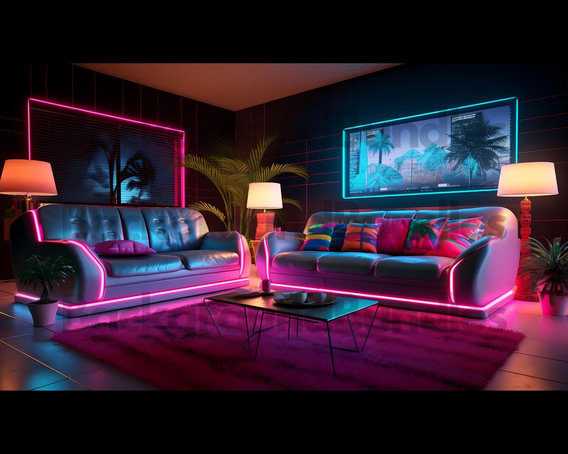 9x Vtuber Backgrounds for Streaming, Retro Living Room, Vtuber ...