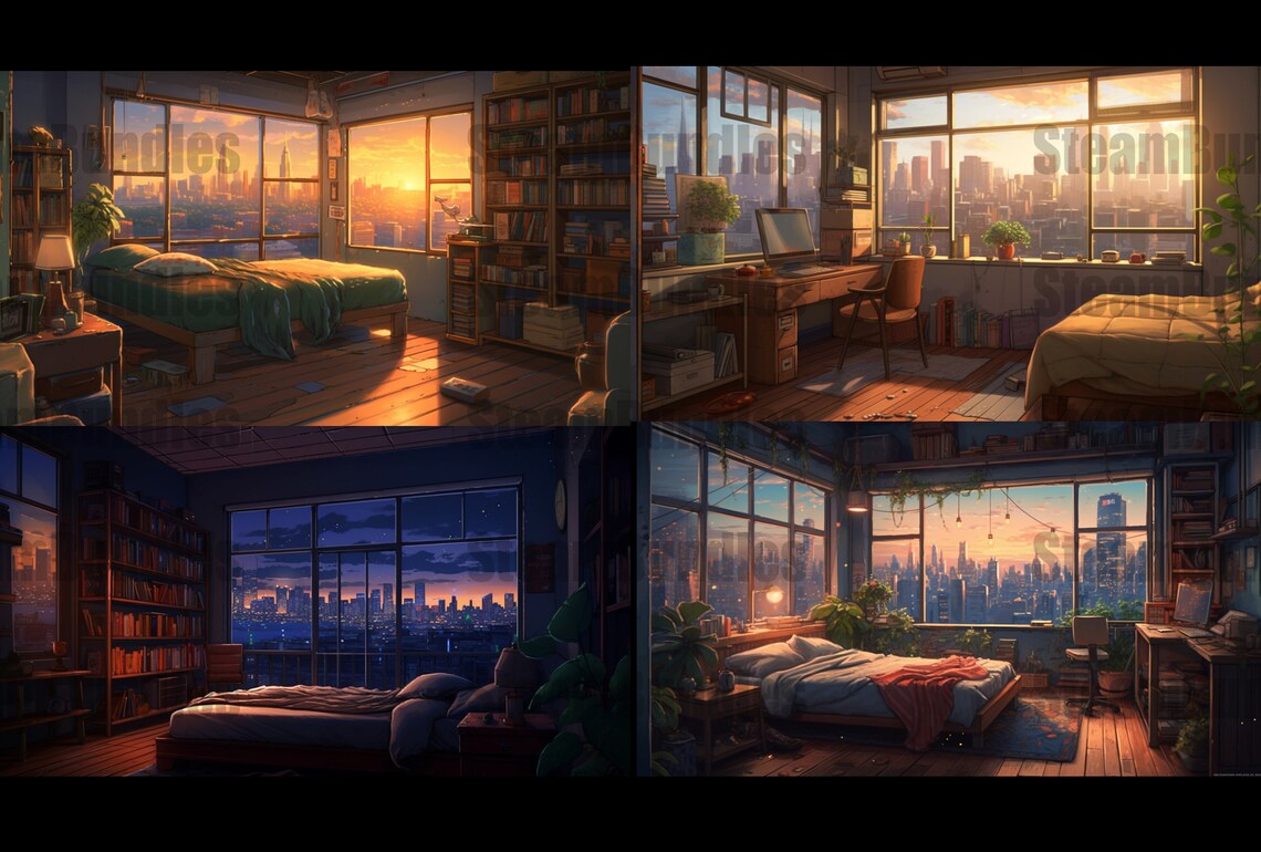 8x Vtuber Backgrounds for Streaming, Japanese Skyline, Vtuber ...