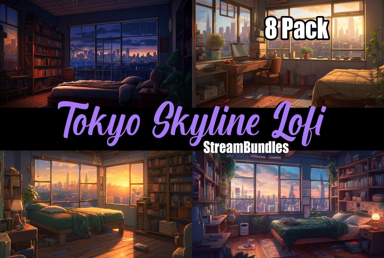 8x Vtuber Backgrounds for Streaming, Japanese Skyline, Vtuber ...