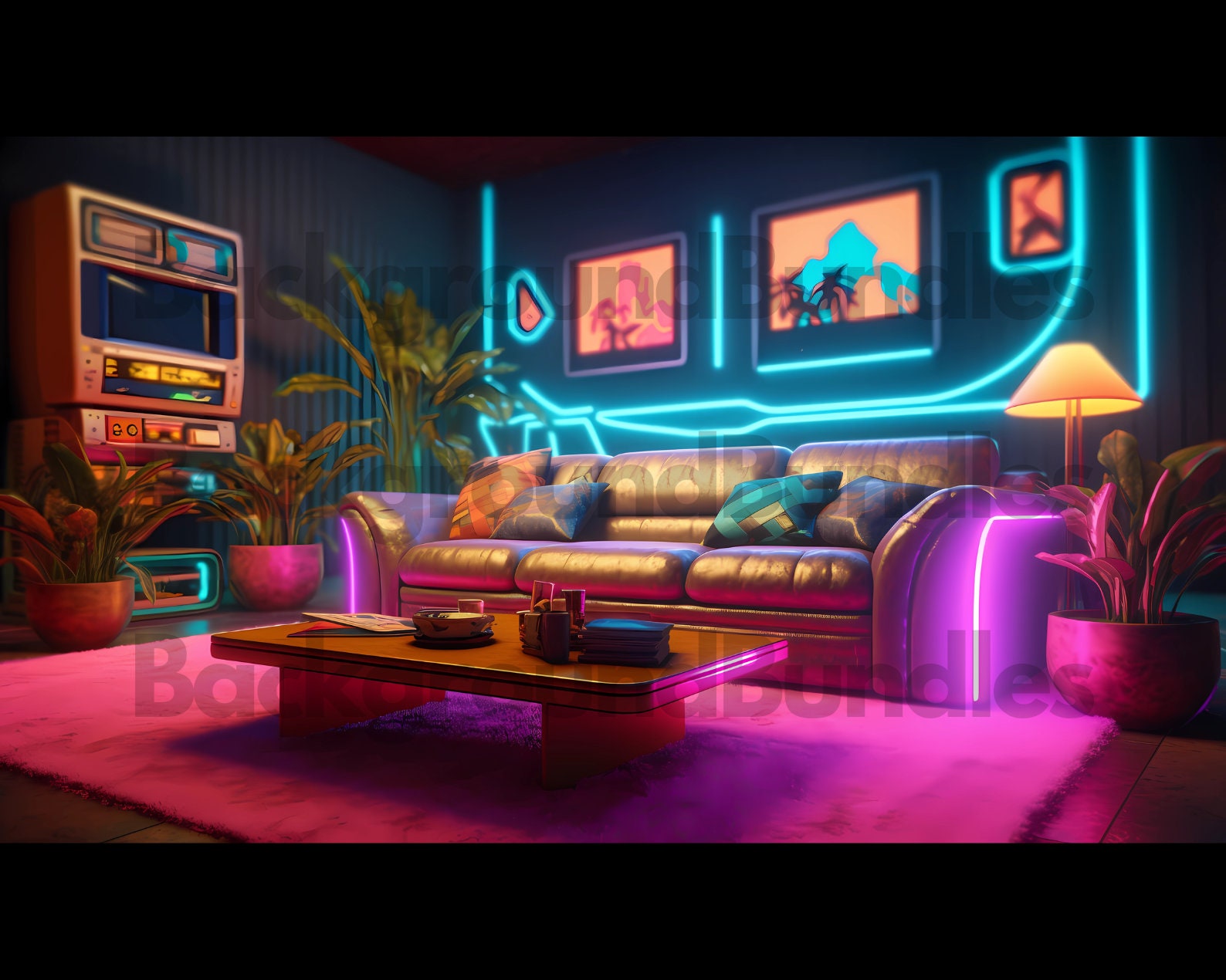 9x Vtuber Backgrounds for Streaming, Retro Living Room, Vtuber ...