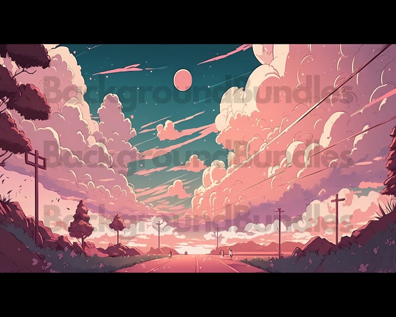 8x Vtuber Backgrounds for Streaming Lofi Pink Sky Vtuber - Etsy