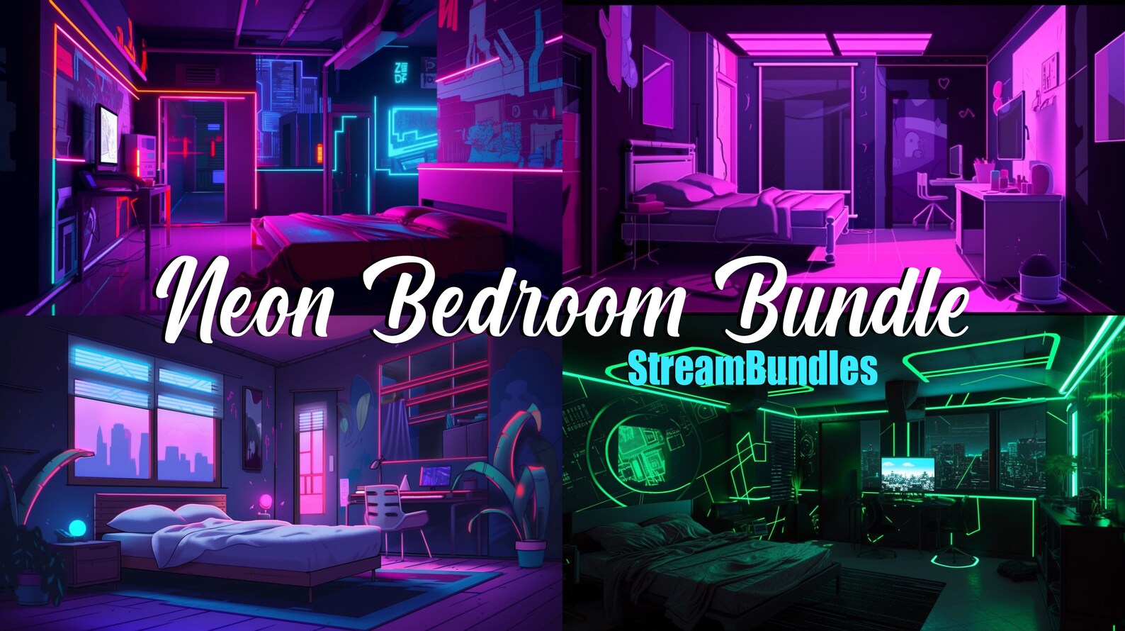 8x Vtuber Backgrounds for Streaming, Neon Room, Vtuber Background ...