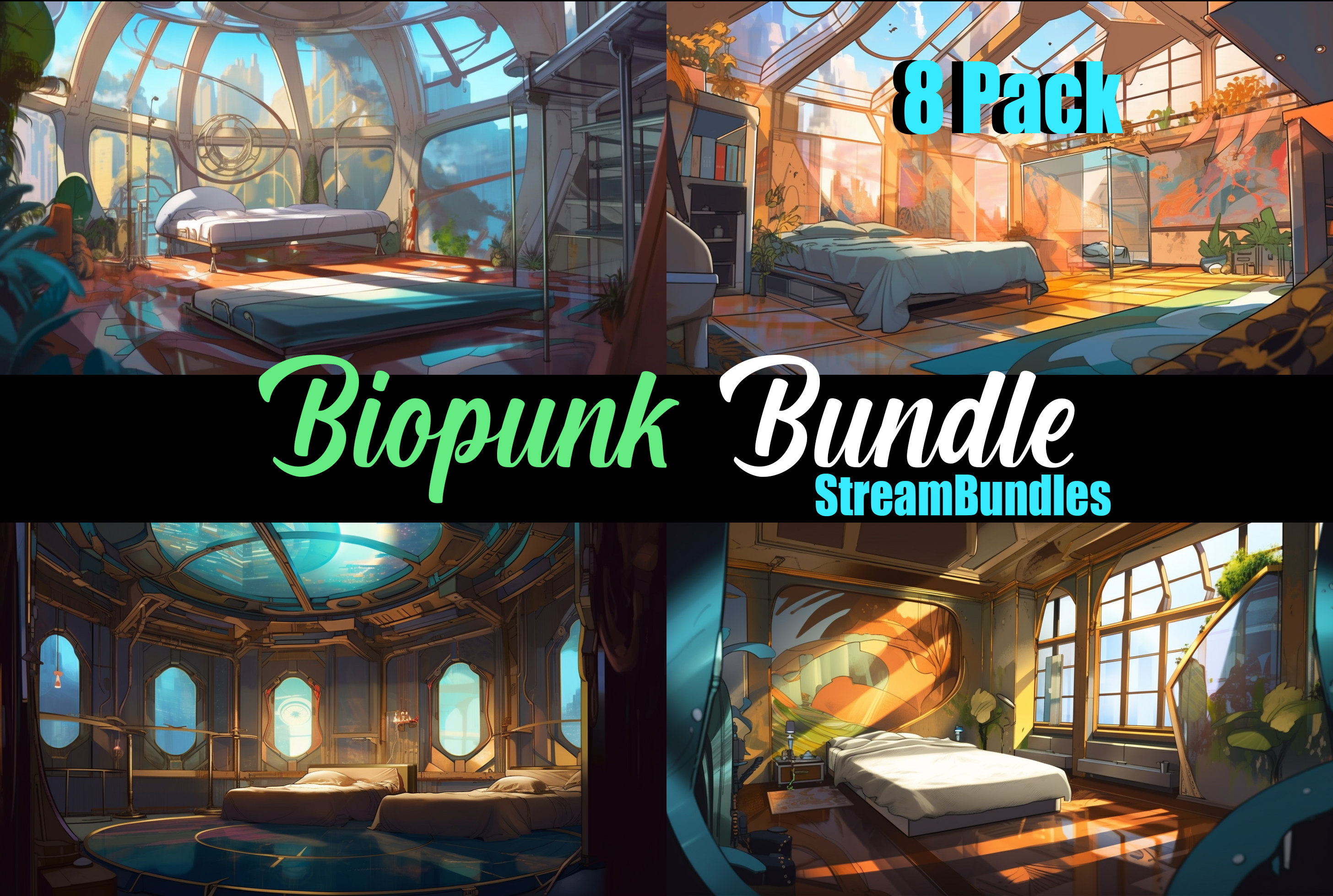 8x Vtuber Backgrounds for Streaming, Biopunk Rooms, Vtuber Background ...