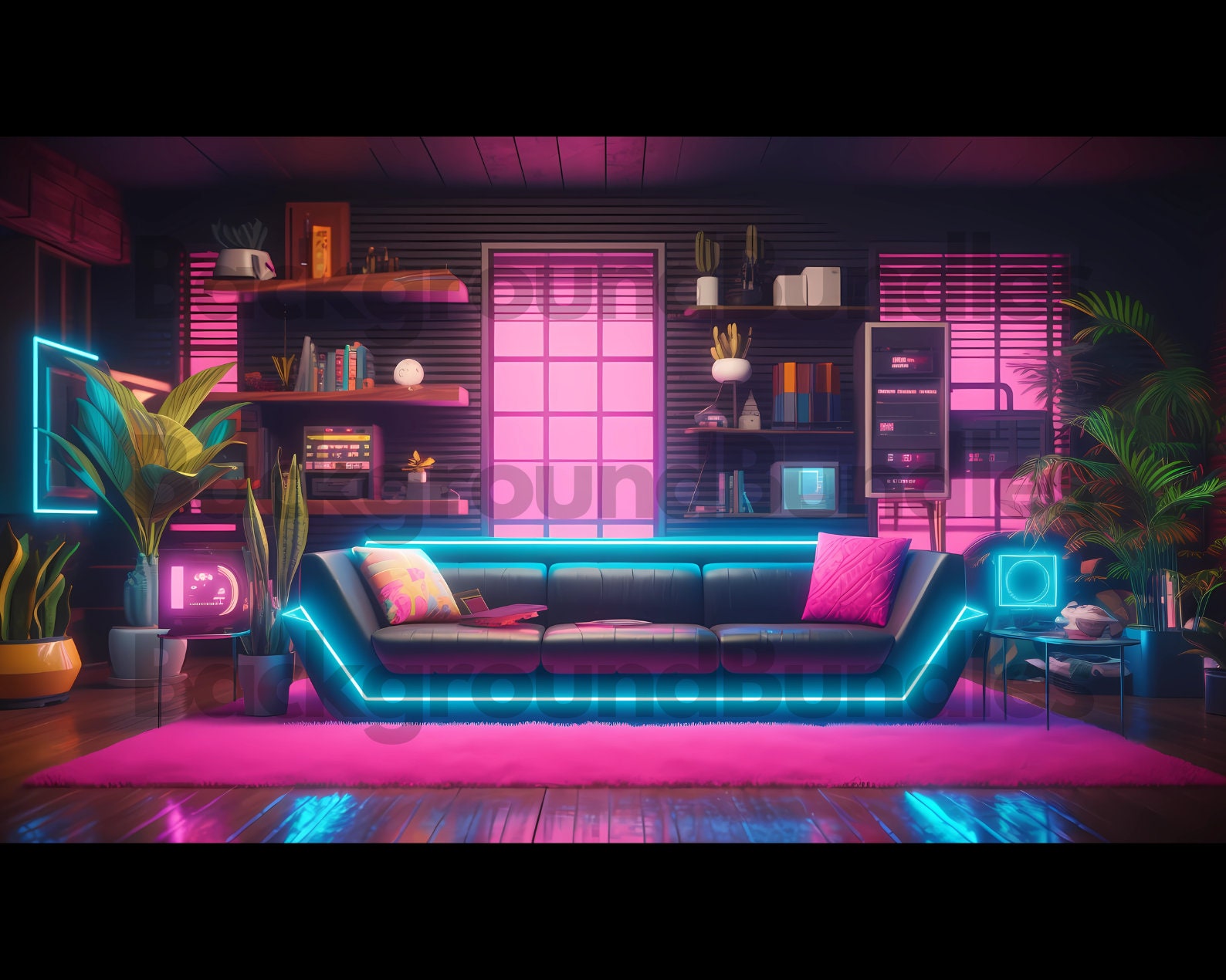 9x Vtuber Backgrounds for Streaming, Retro Living Room, Vtuber ...