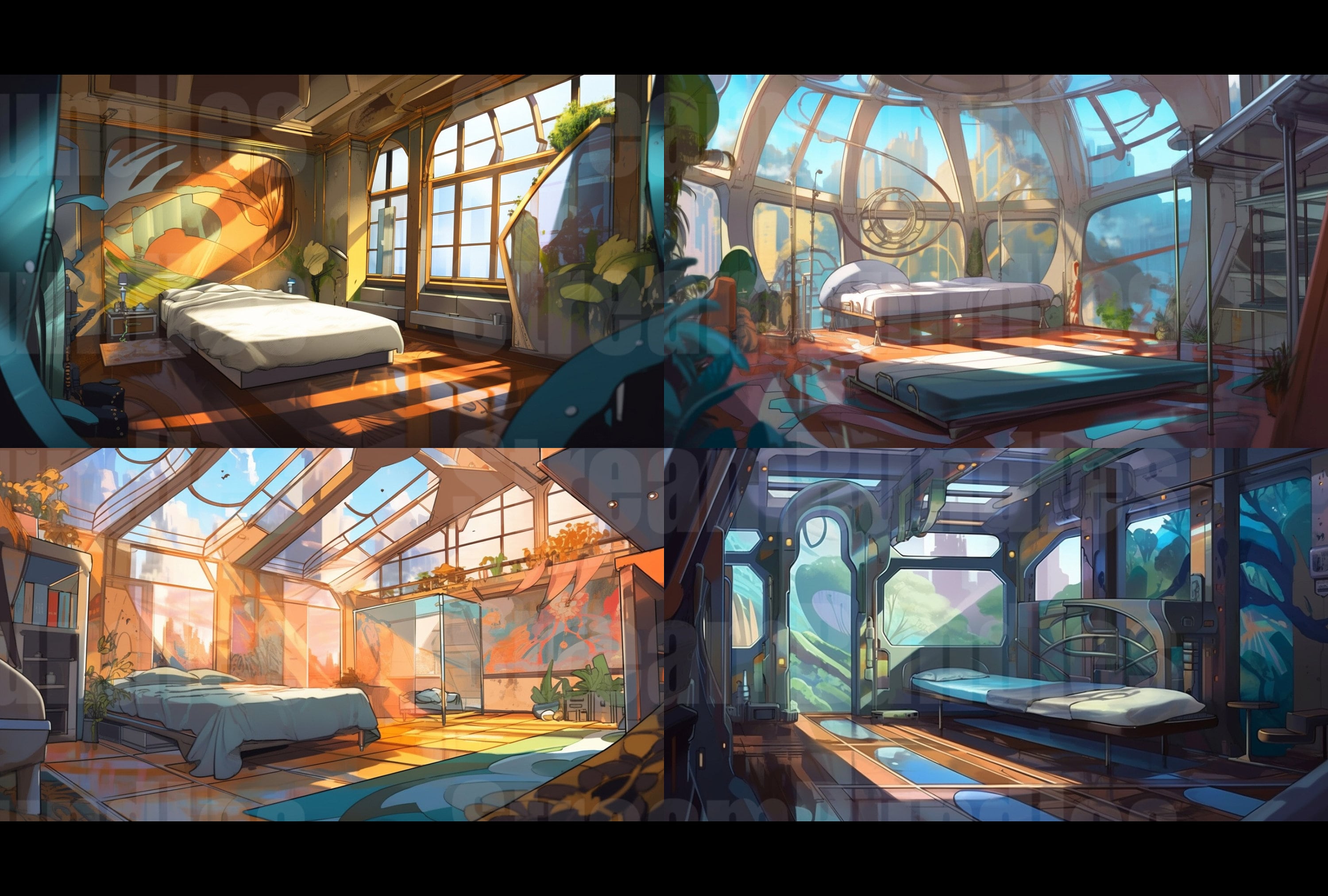 8x Vtuber Backgrounds for Streaming, Biopunk Rooms, Vtuber Background ...