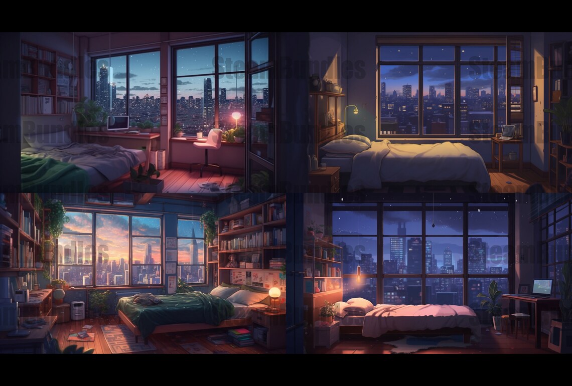 8x Vtuber Backgrounds for Streaming, Japanese Skyline, Vtuber ...