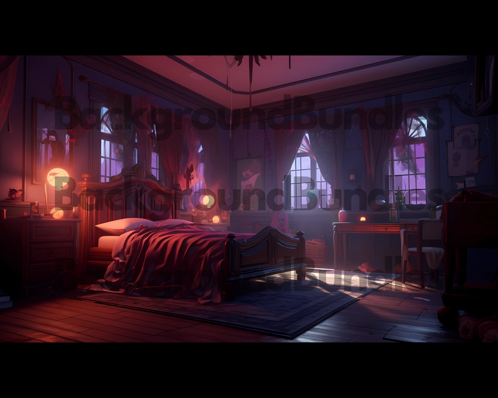 8x Vtuber Backgrounds for Streaming, Gothic Bedrooms, Vtuber Background ...