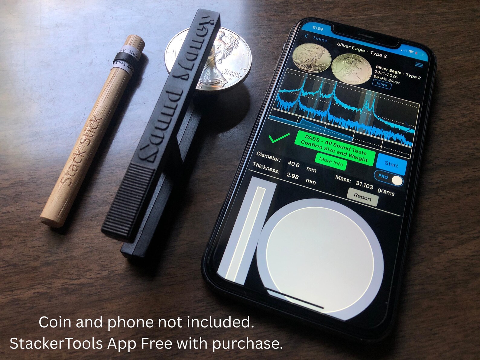 Pocket Pinger W/ Stack Stick - Coin Ping Test - Silver Gold Coin Tester ...