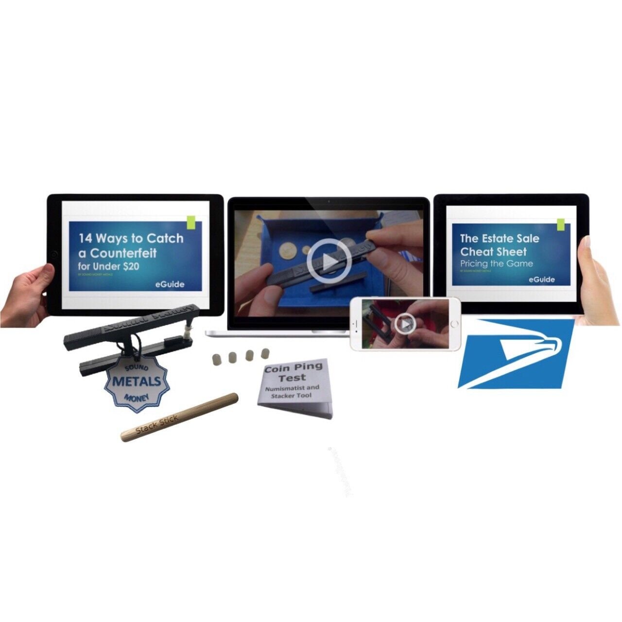 Pocket Pinger W/ Stack Stick Coin Ping Test Silver Gold Coin Tester and ...