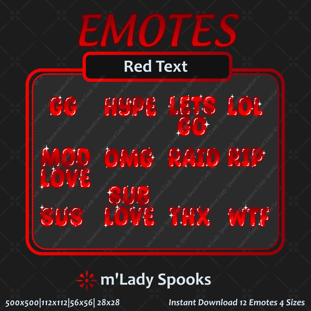 Twitch Red Text Emotes - Etsy