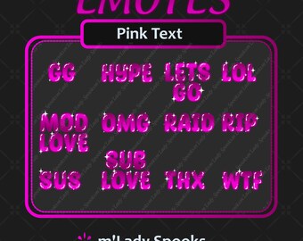 60 Pink Text Emotes Pack Twitch Emotes Discord Emotes Text Emotes for ...