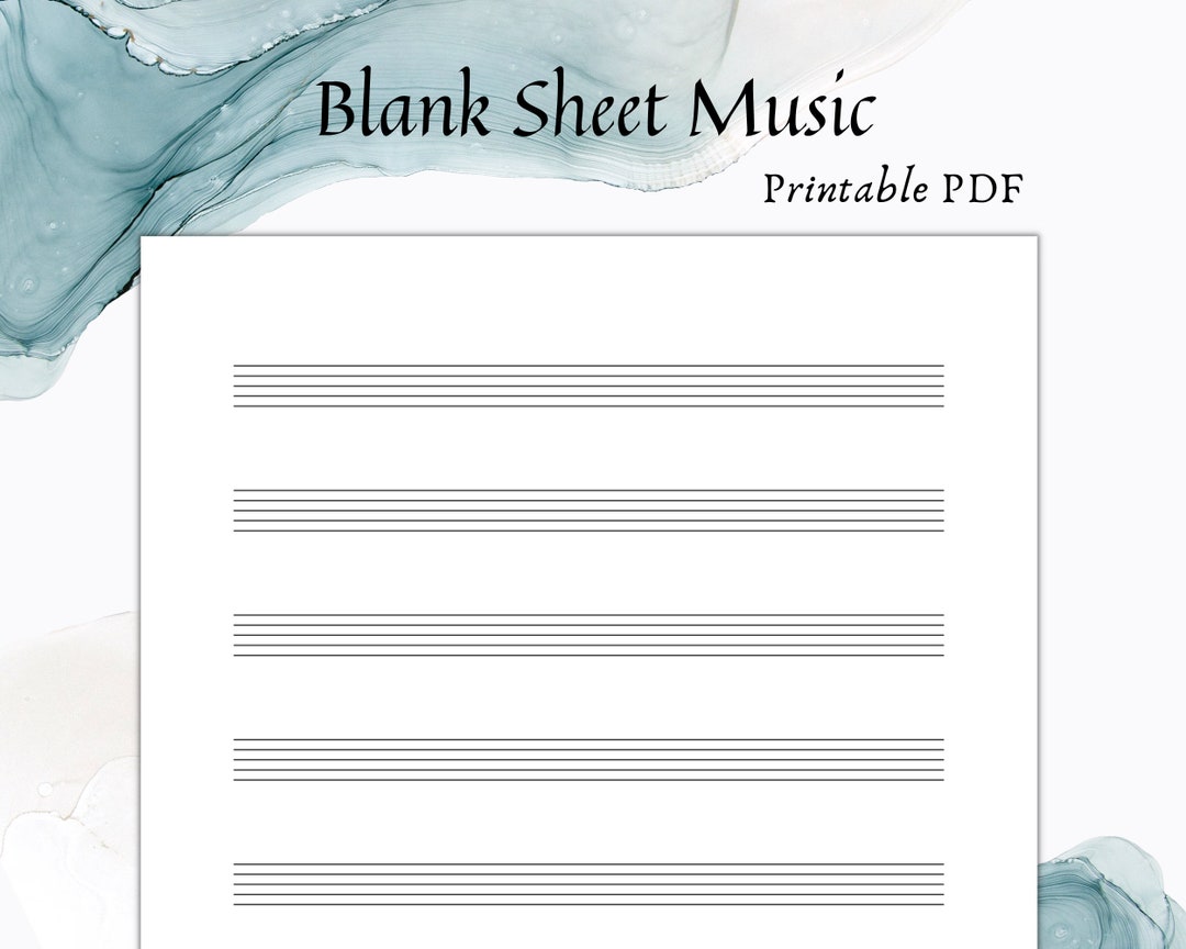 Blank Sheet Music, Manuscript Paper, Printable A4 PDF, Instant Digital ...
