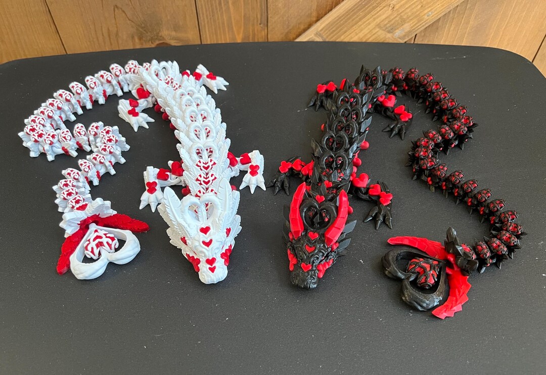 Valentine's Heart Articulating Dragon | Dark Heart or Light Heart | 3 ...
