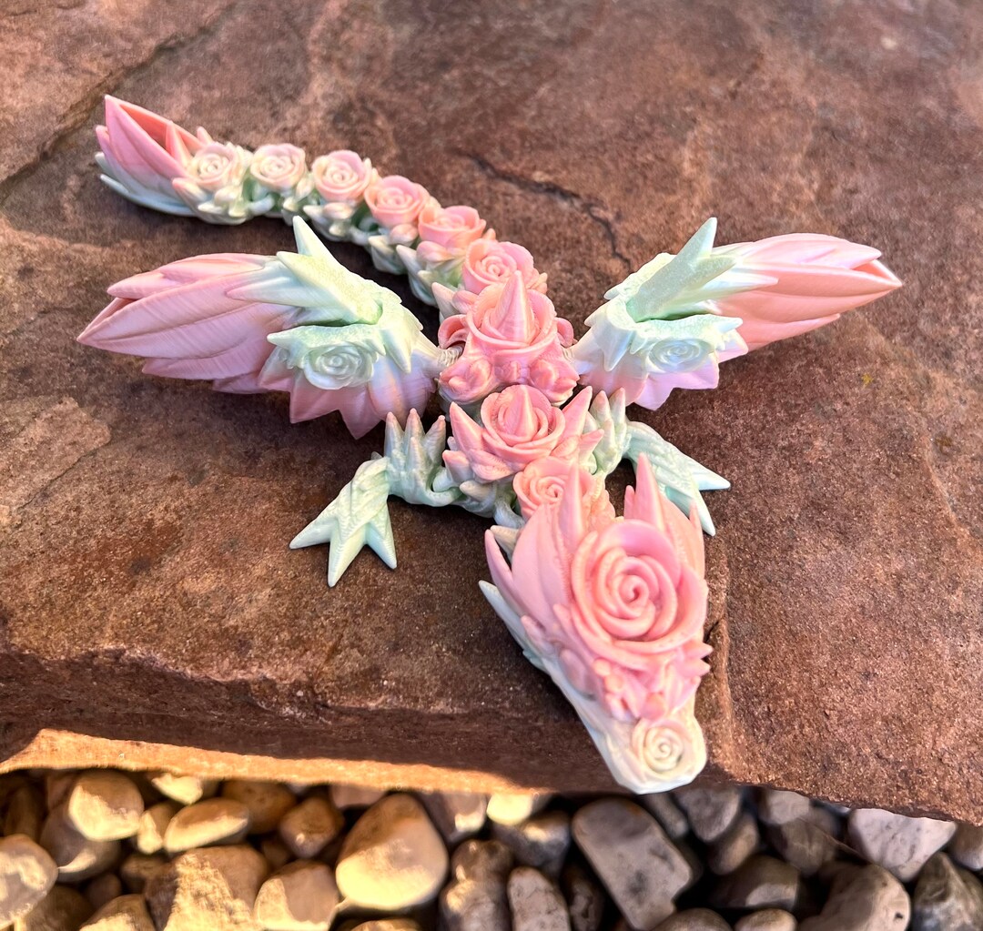 Rose Winged Articulating Tadling Dragon 7 1/2” Long Sensory Fidget Toy ...