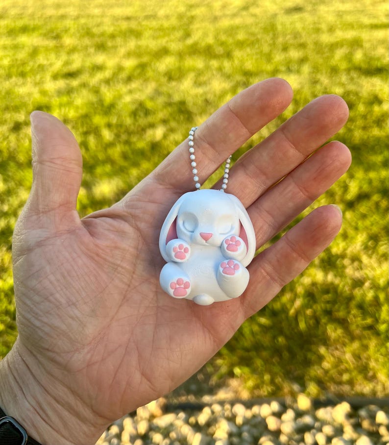 Cute Sleeping Bunny Keychain | Kawaii Rabbit Charm for Backpack ...